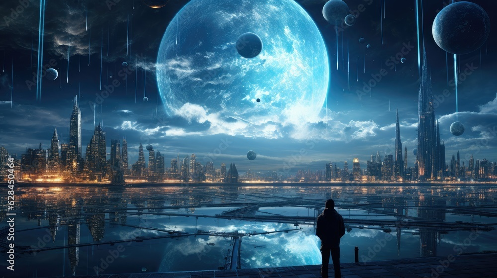 Future city full of imagination, future city with sci-fi theme, ultra ...