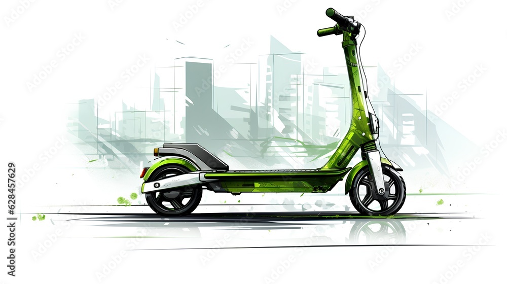 The concept of green transportation, featuring an electric scooter ...