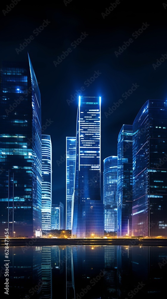 Night business center banner background with Copy space. Night tech ...
