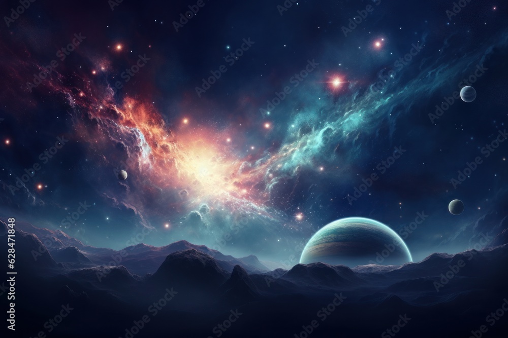 Space wallpaper banner background. Generative AI Stock Illustration ...