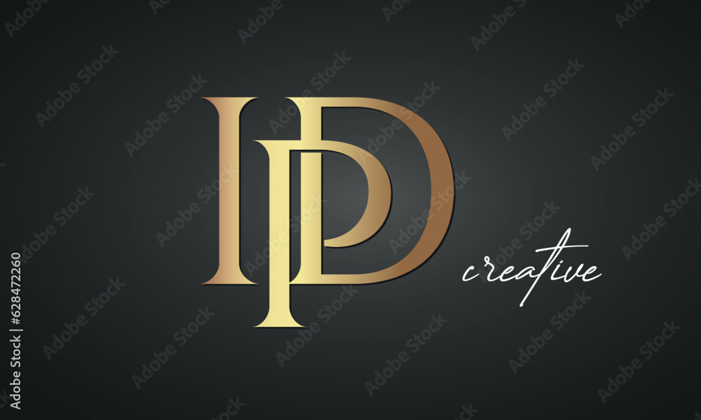 luxury letters IPD golden logo icon premium monogram, creative royal ...