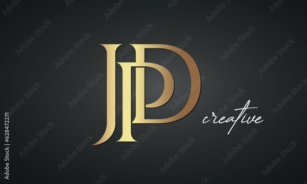 luxury letters JPD golden logo icon premium monogram, creative royal ...