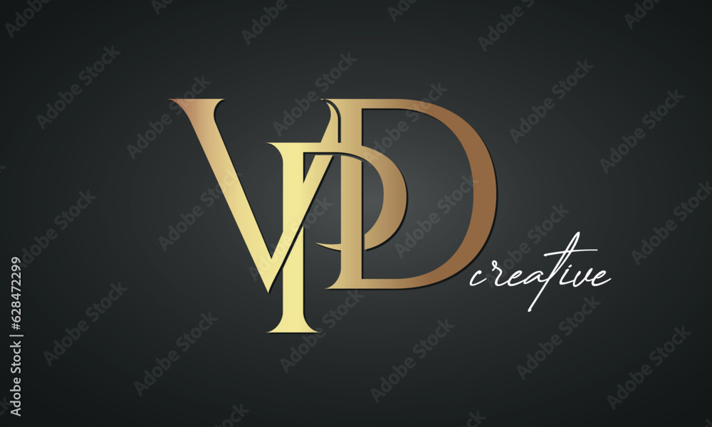 luxury letters VPD golden logo icon premium monogram, creative royal ...