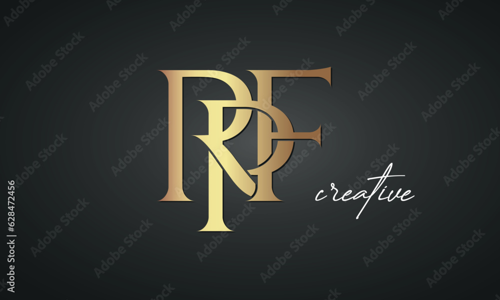 luxury letters RPF golden logo icon premium monogram, creative royal ...