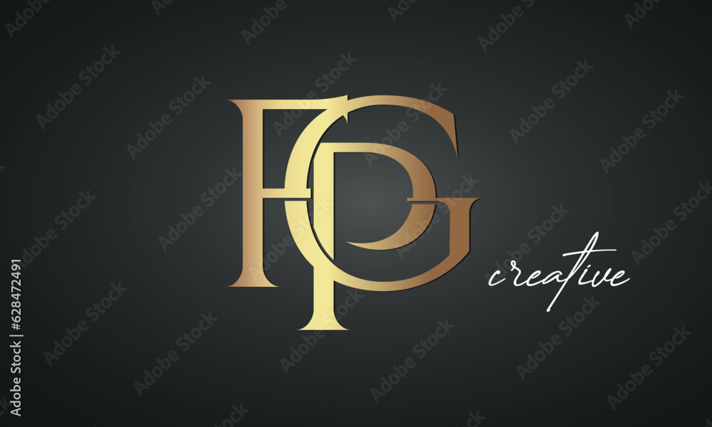 luxury letters FPG golden logo icon premium monogram, creative royal ...