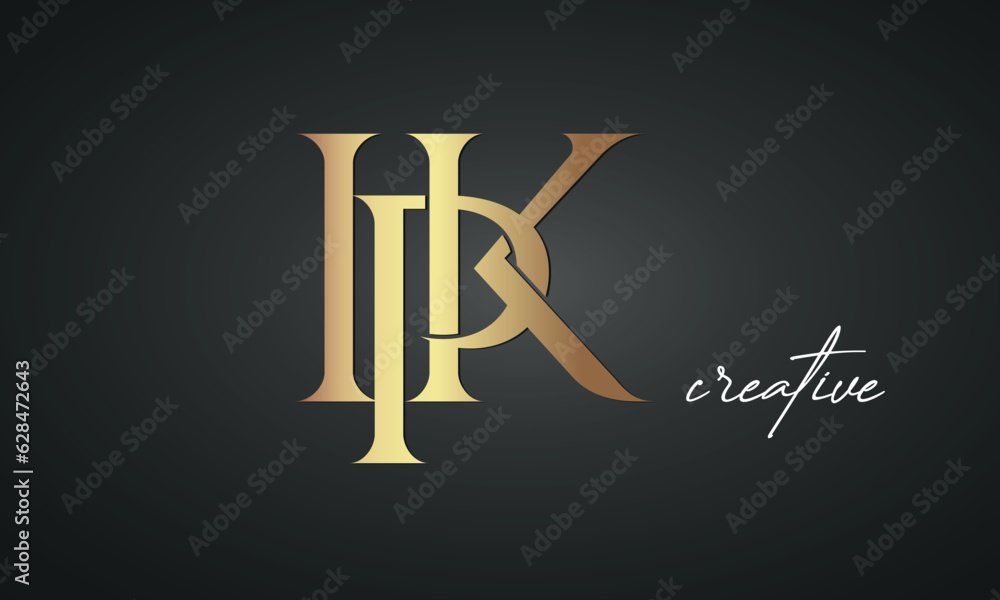 luxury letters IPK golden logo icon premium monogram, creative royal ...