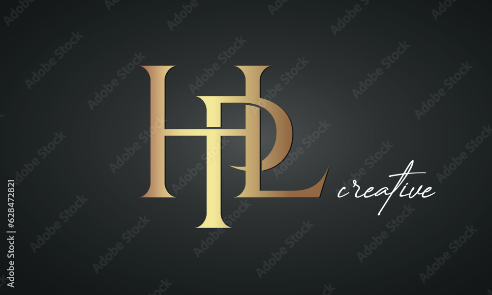 luxury letters HPL golden logo icon premium monogram, creative royal ...