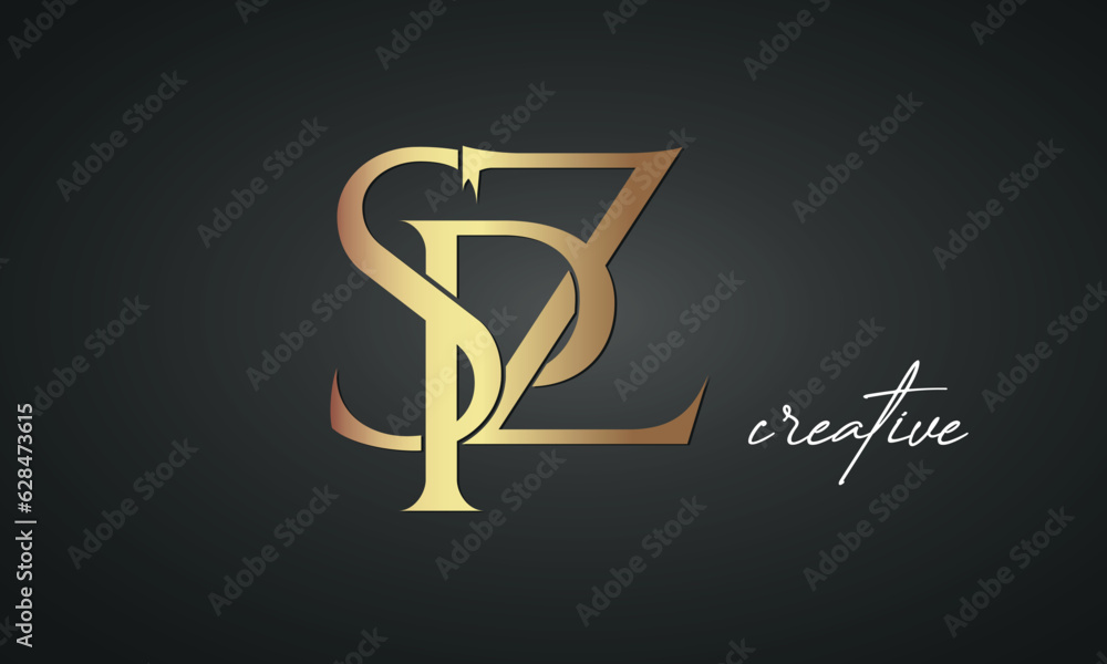 luxury letters SPZ golden logo icon premium monogram, creative royal ...