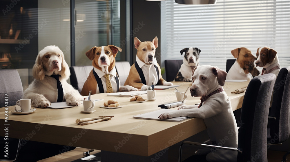 Dogs take over the corporate world - a hilarious depiction of a group ...