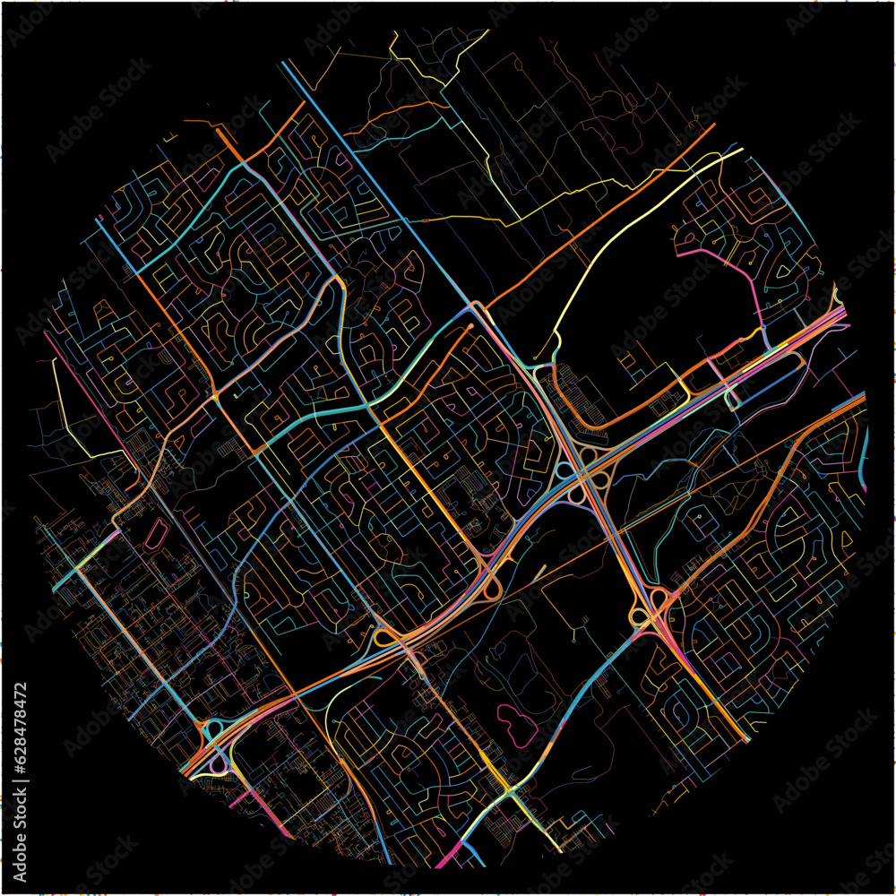 Colorful Map of Laval, Quebec with all major and minor roads. Stock ...