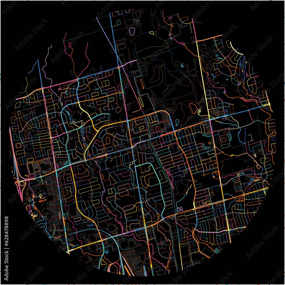 Colorful Map of Vaughan, Ontario with all major and minor roads. Stock ...
