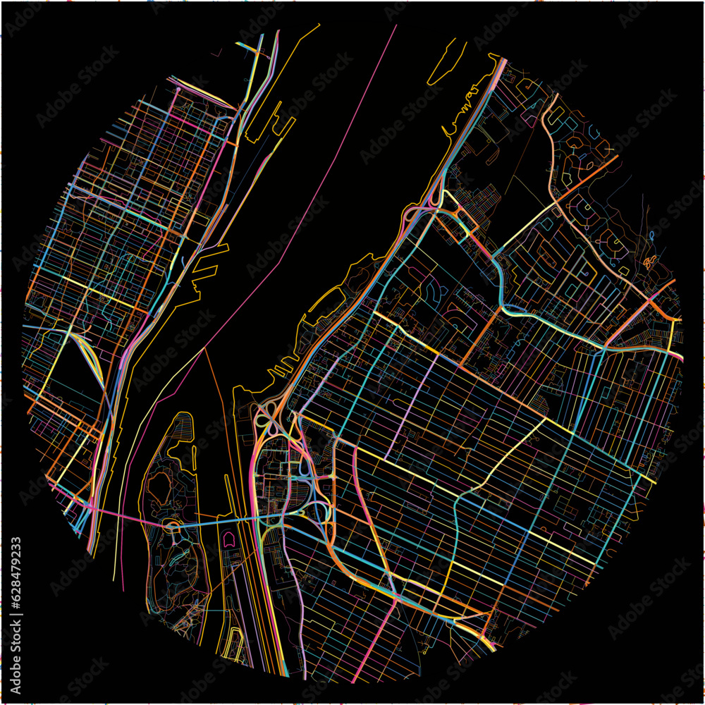 Colorful Map of Longueuil, Quebec with all major and minor roads. Stock ...