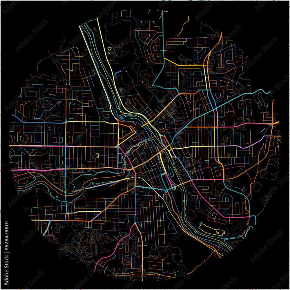 Colorful Map of Sherbrooke, Quebec with all major and minor roads ...