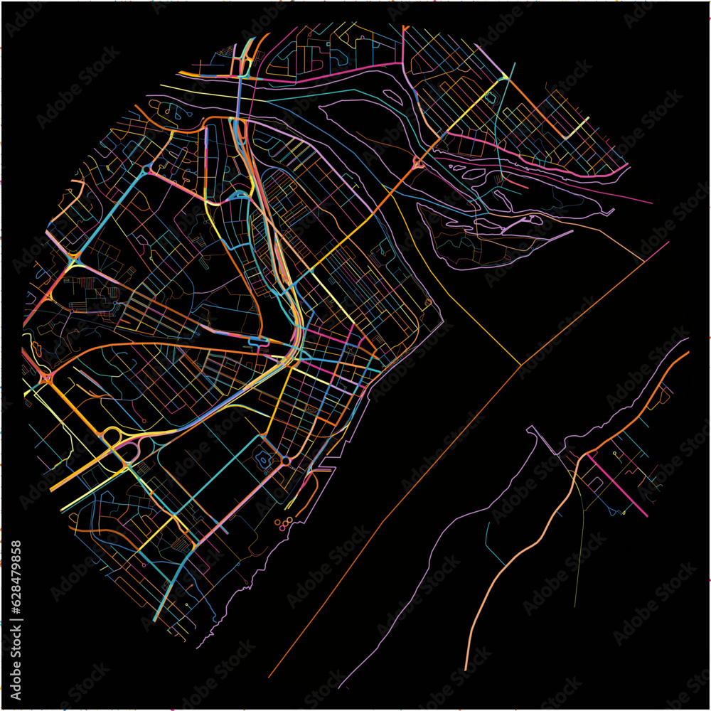 Colorful Map of Trois-Rivieres, Quebec with all major and minor roads ...