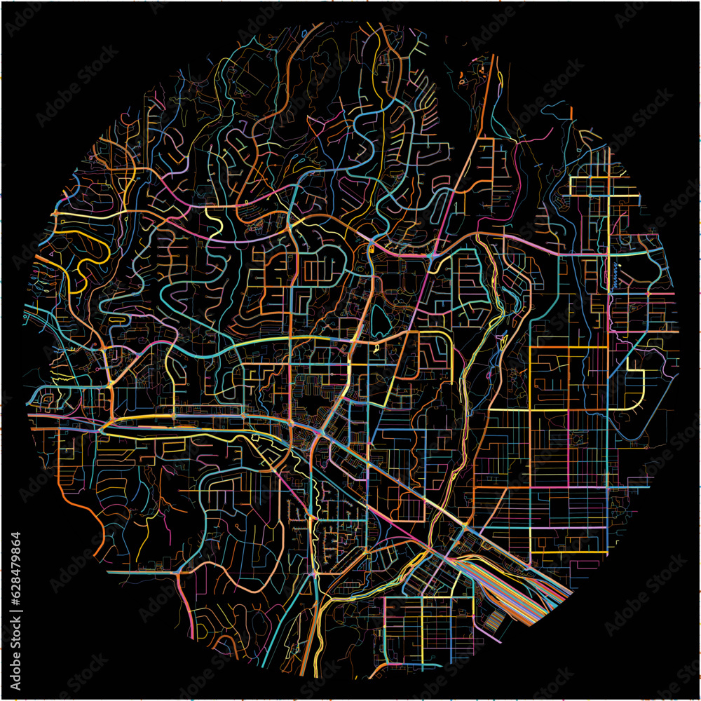 Colorful Map of Coquitlam, British Columbia with all major and minor ...