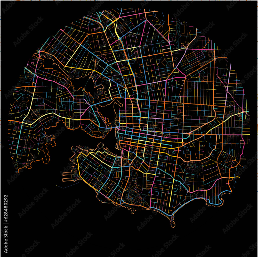 Colorful Map of Victoria, British Columbia with all major and minor ...