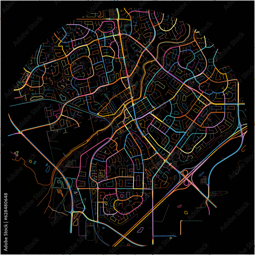 Colorful Map of St-Albert, Alberta with all major and minor roads ...