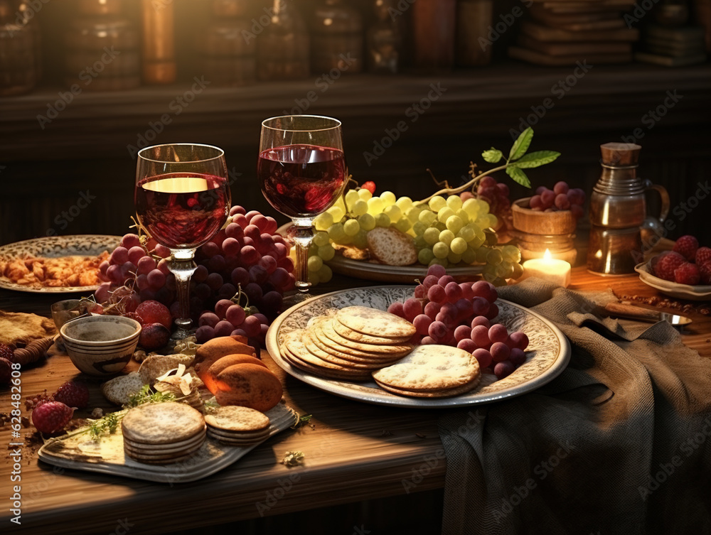 ภาพประกอบสต็อก Seder Meal: An image depicting a traditional Seder meal ...