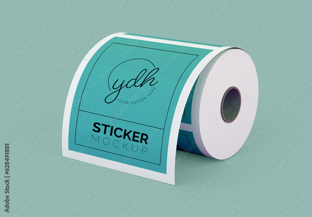 Rectangular Stickers Roll Mockup Stock Template | Adobe Stock
