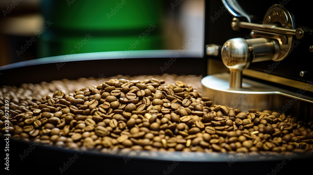 Coffee Roaster: Description: A close-up view of a coffee roasting ...