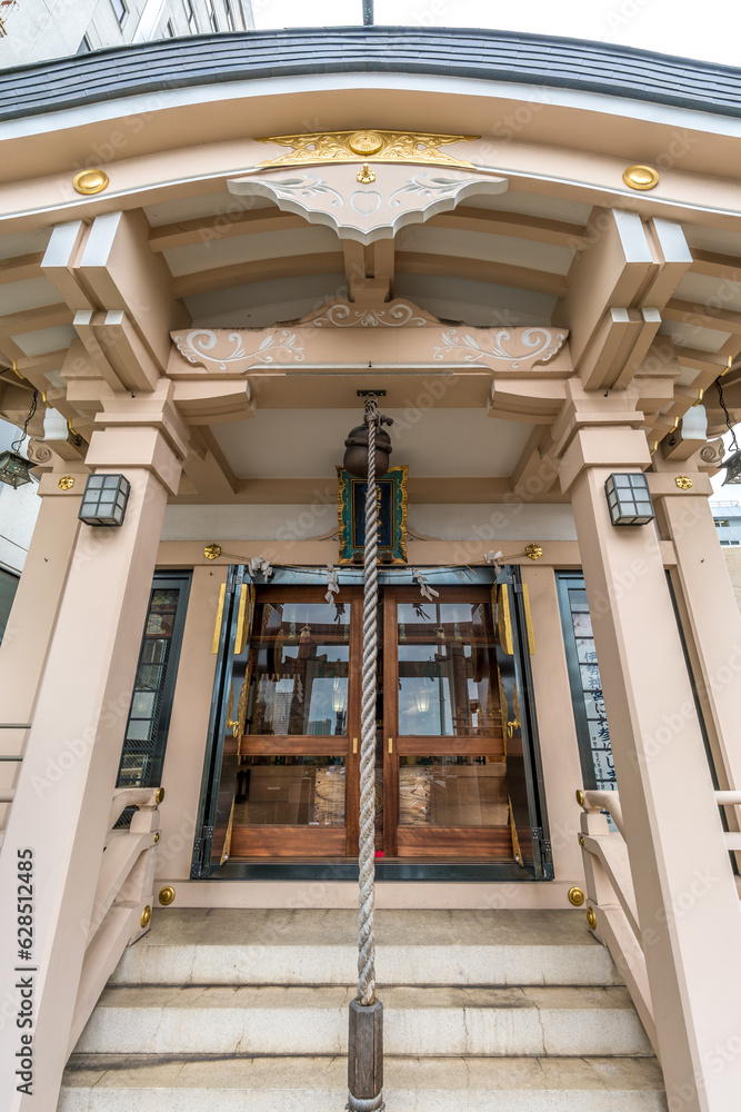 Suzu hanging and (Fox Deity) inscription at Honden of Kurumamachi Inari ...