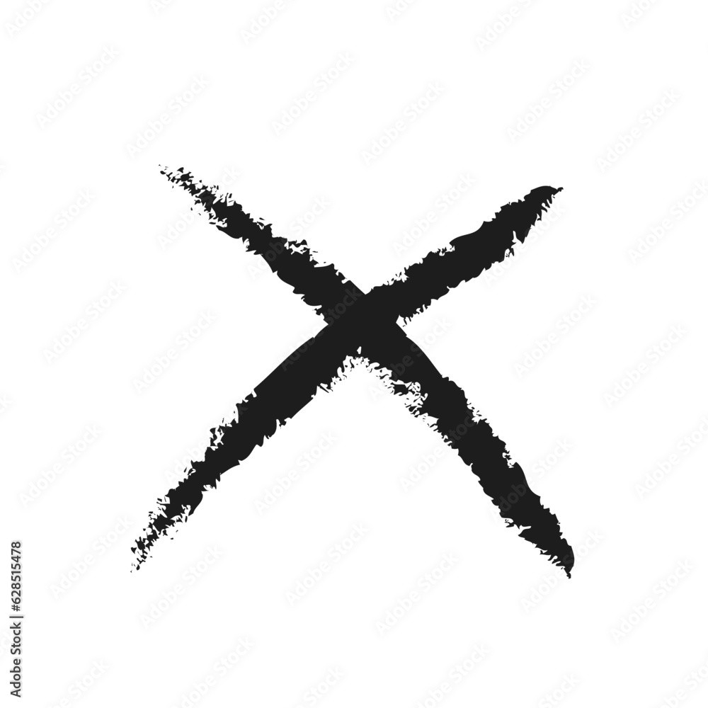 Grunge X mark. Crossed X symbol vector illustration. Cross design ...