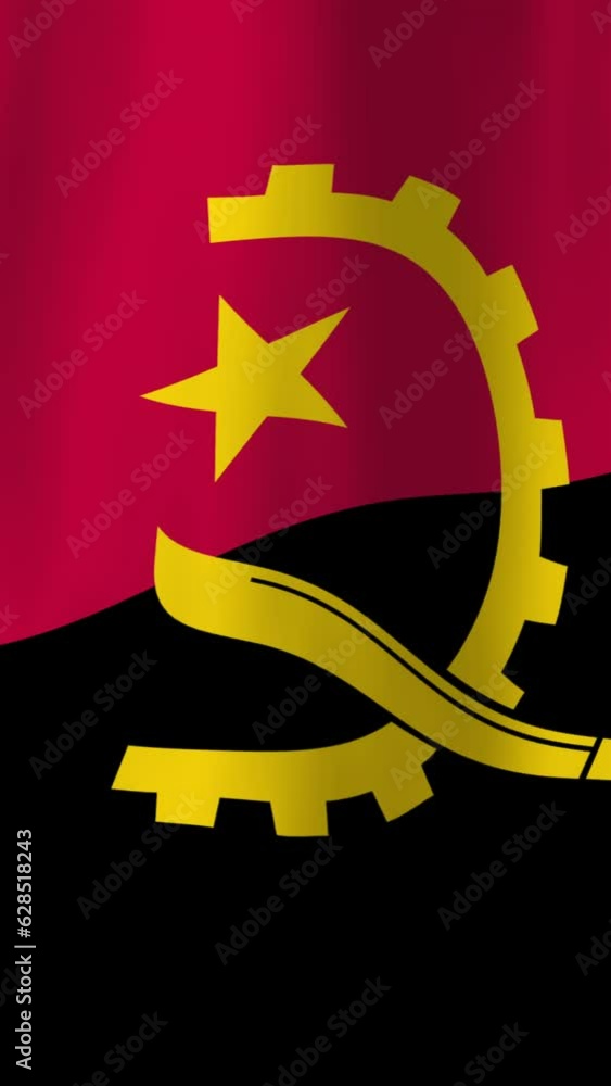 Waving Flag of Angola, 4K Vertical Animated Backdrop. Realistic ...