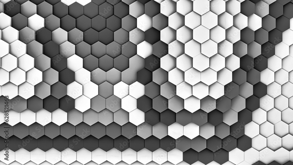 Captivating black and white hexagon pattern with dynamic levels as ...