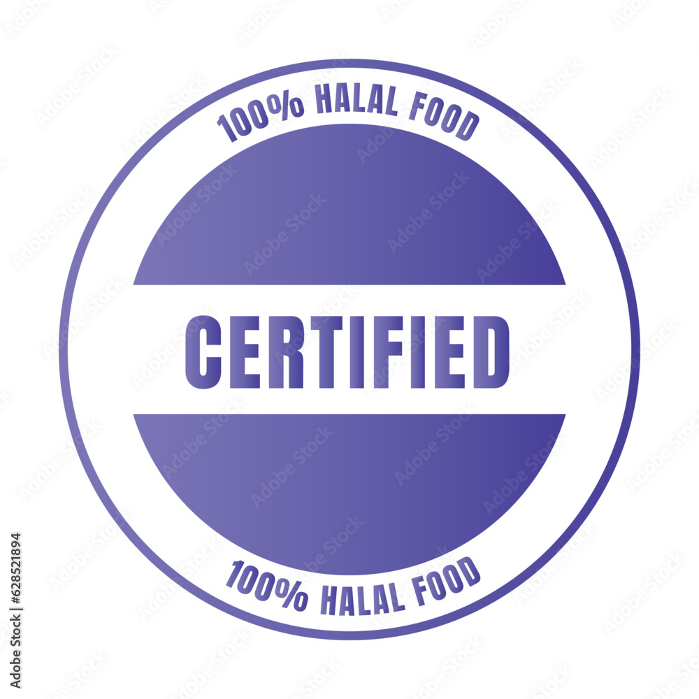Certified halal food badge stamp, 100% halal food and drink label ...