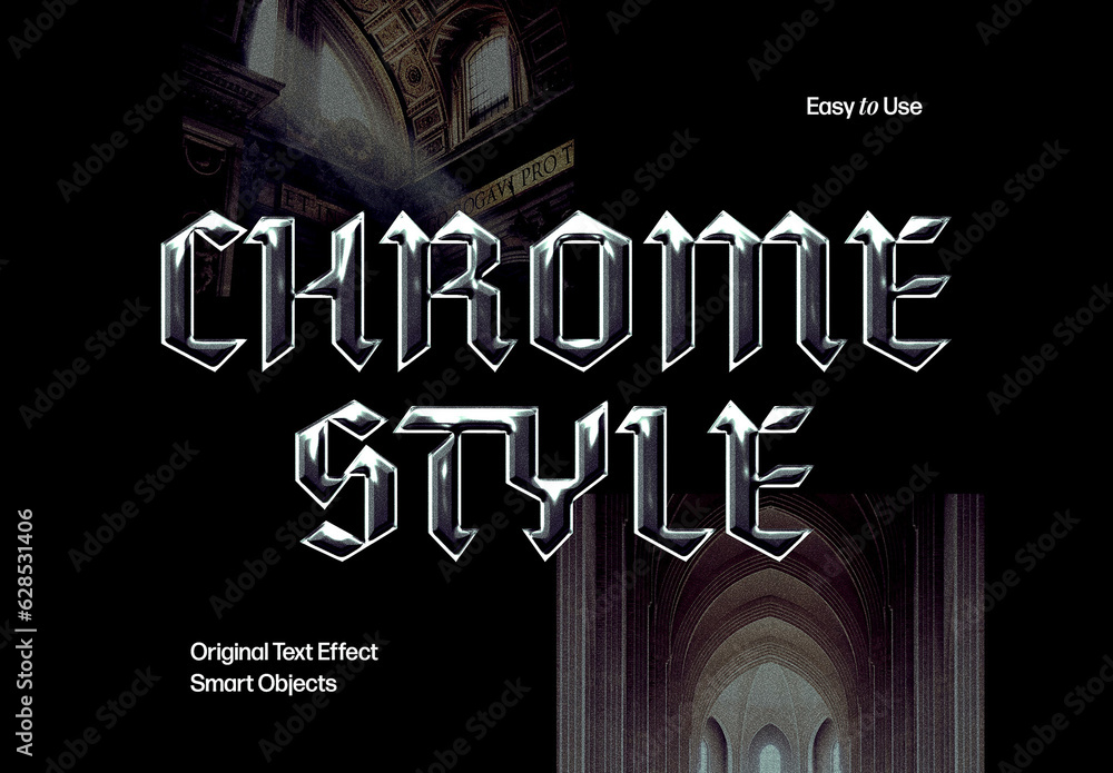 Chrome Text Effect Mockup Stock Template | Adobe Stock