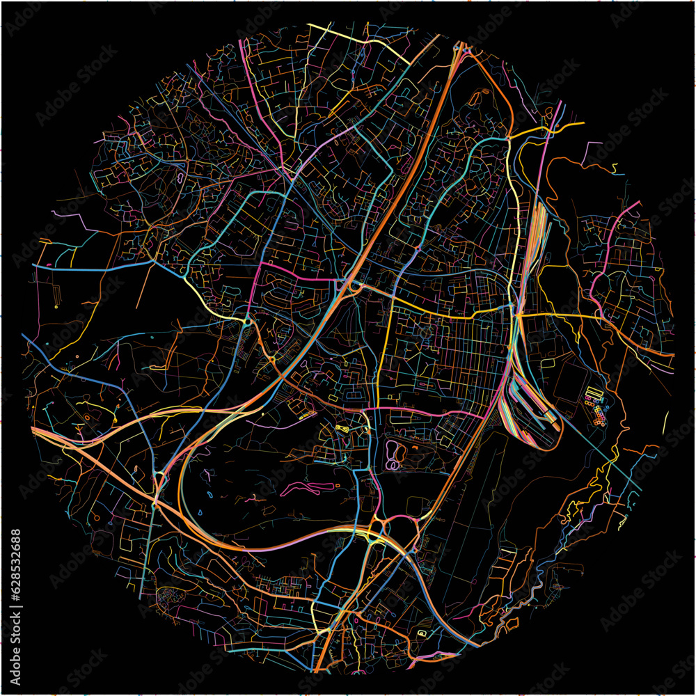 Colorful Map of Eastleigh, South East England with all major and minor ...