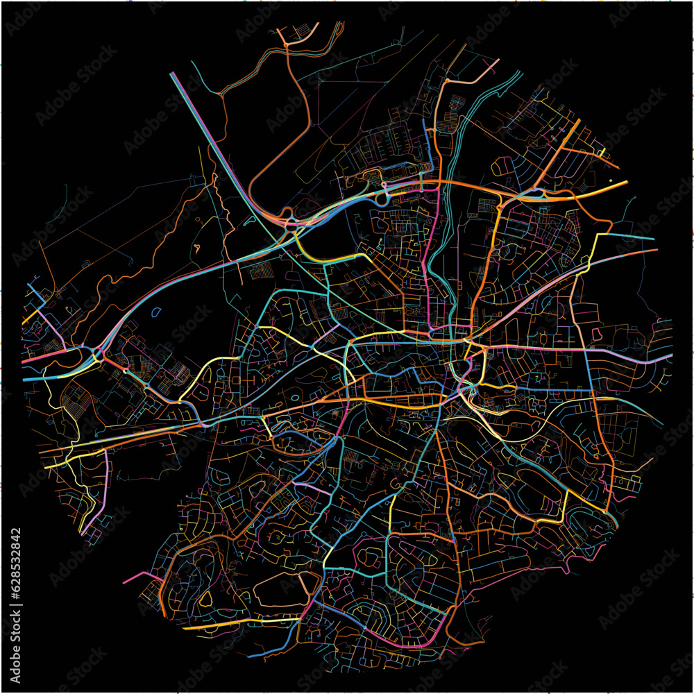 Vetor de Colorful Map of Paisley, Renfrewshire with all major and minor ...