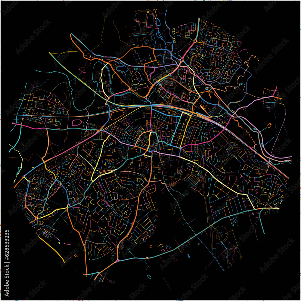 Vetor de Colorful Map of Rugby, West Midlands with all major and minor ...