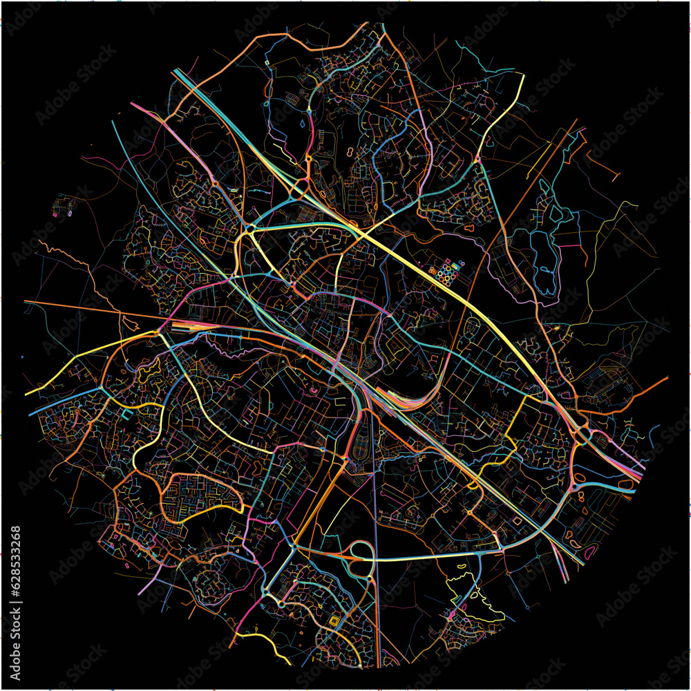 Colorful Map of Ashford, South East England with all major and minor ...