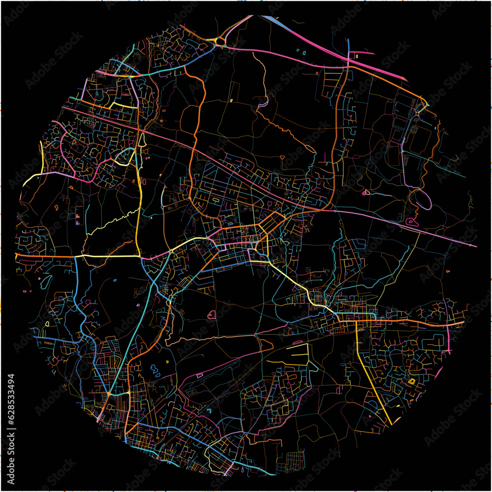 Colorful Map of Atherton, North West England with all major and minor ...