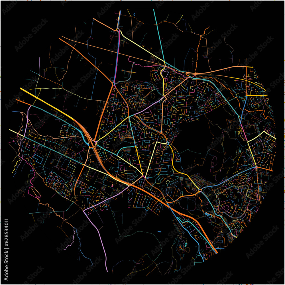 Colorful Map of Newtownabbey, Newtownabbey with all major and minor ...