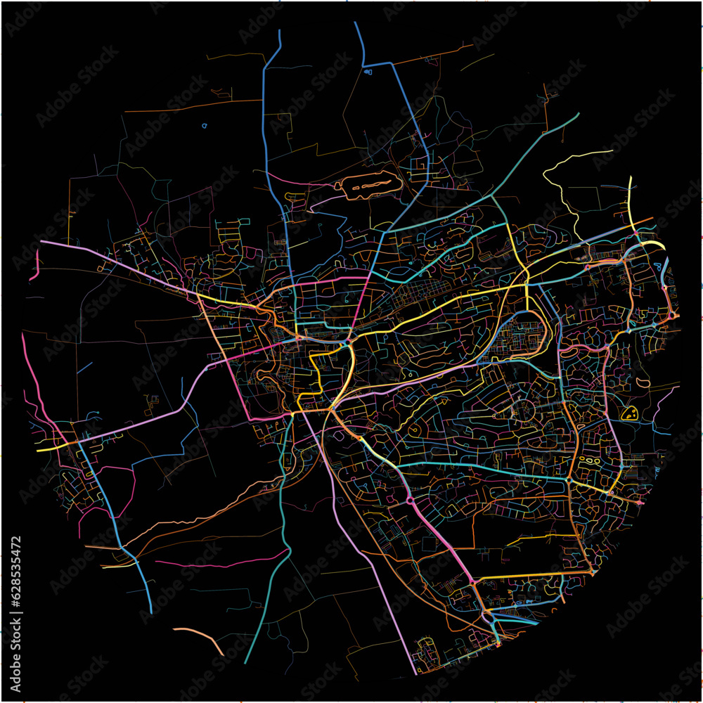Colorful Map of Dunfermline, Fife with all major and minor roads. Stock ...