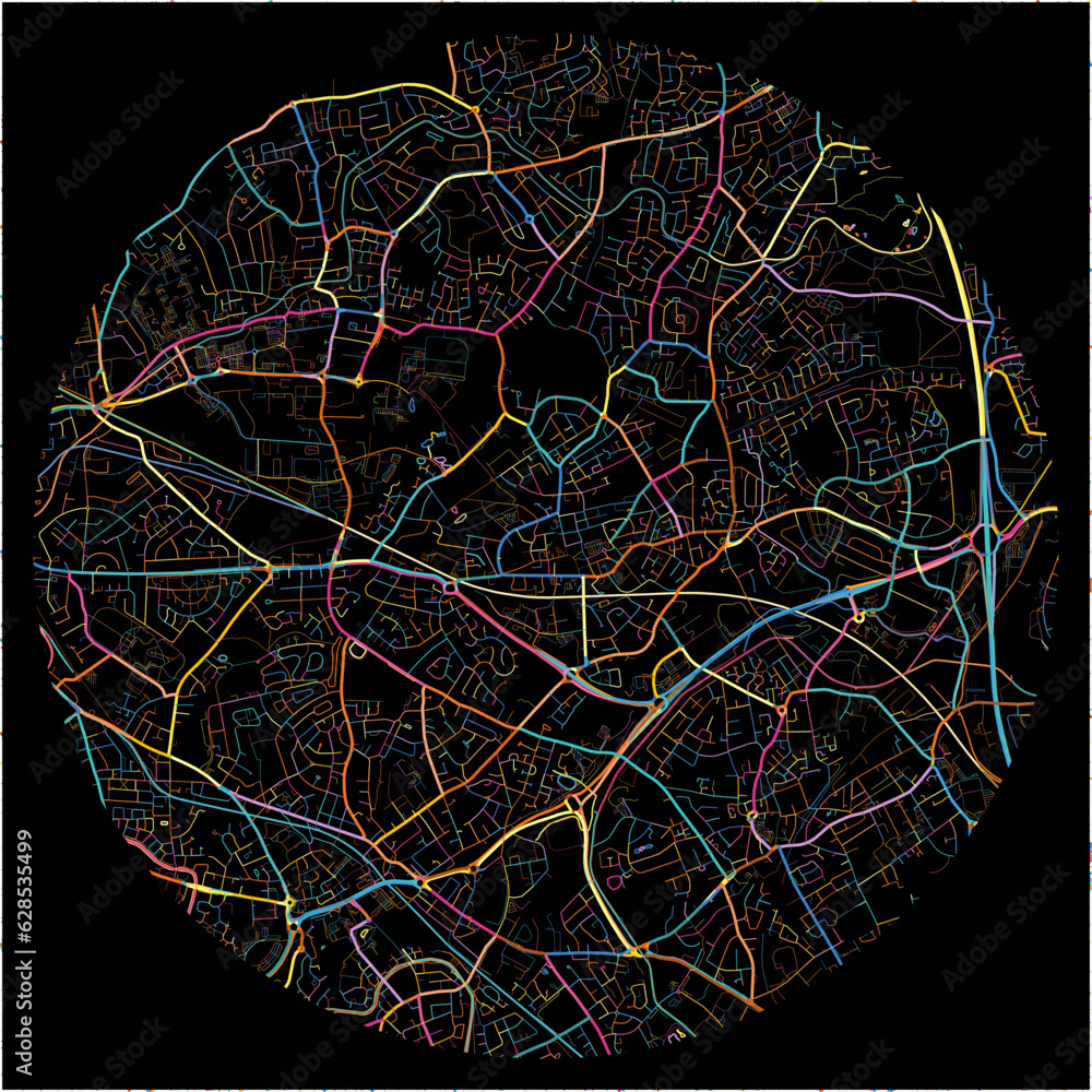 Vetor de Colorful Map of Willenhall, West Midlands with all major and ...