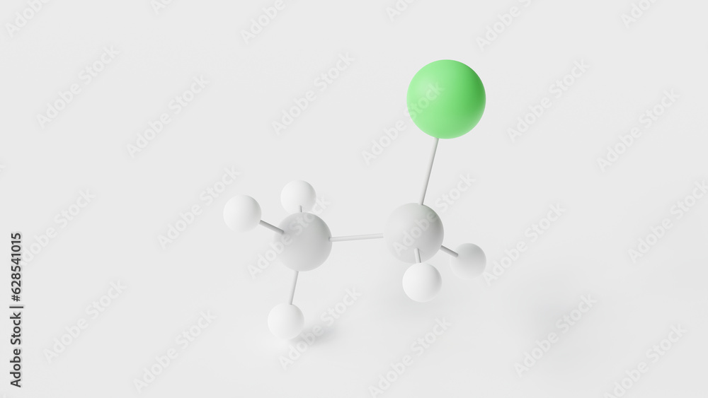 Stockillustratie chloroethane molecule 3d, molecular structure, ball ...