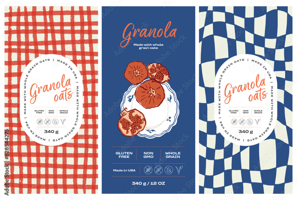 Vector hand drawn food packaging label design template for cafe or ...