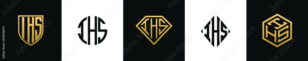 Initial letters IHS logo designs Bundle. This collection incorporated ...