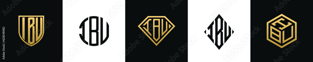 Initial letters IBU logo designs Bundle. This collection incorporated ...