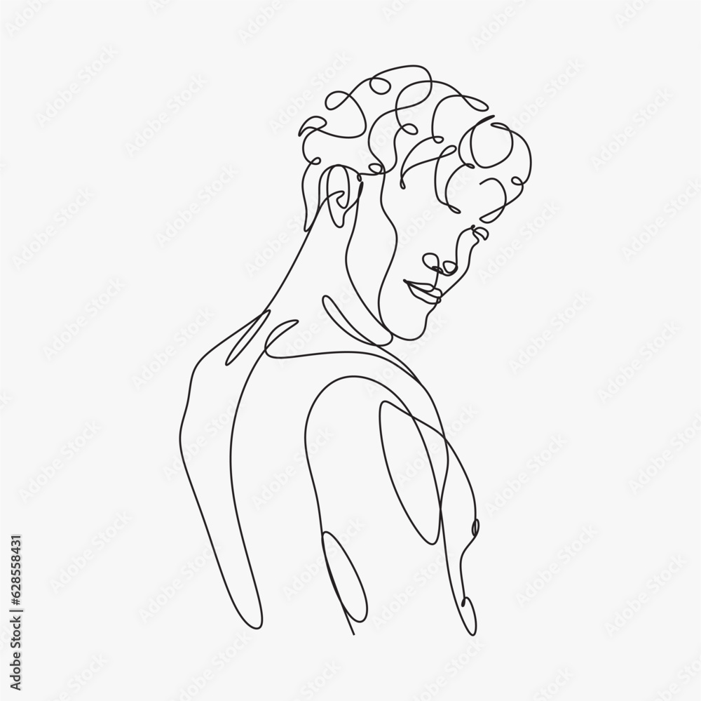 Men line art vector. Continuous one line drawing of man portrait ...