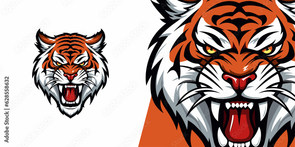 Vintage Vengeance: Fierce Tiger Mascot Logo for Sports & Esports ...