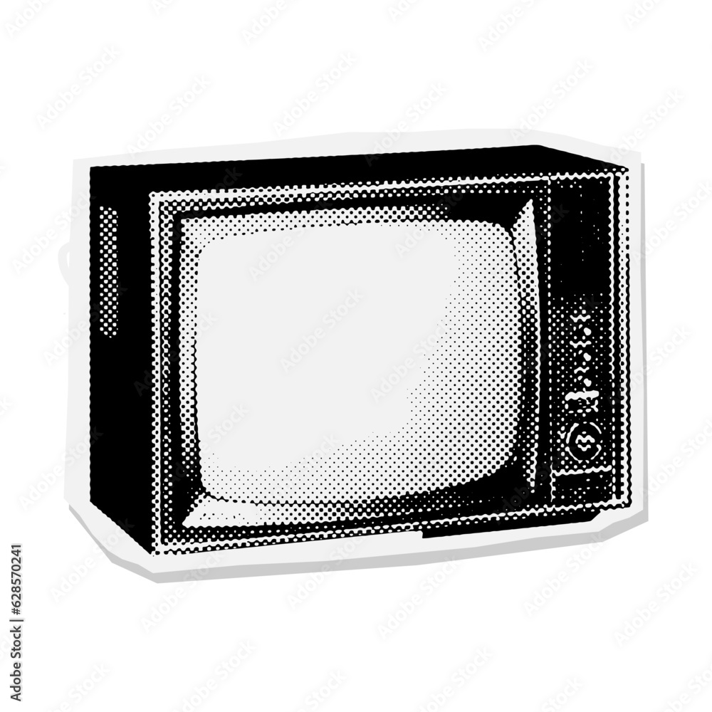 Vetor de Halftone retro tv icon in pop art retro style. Cartoon vintage ...