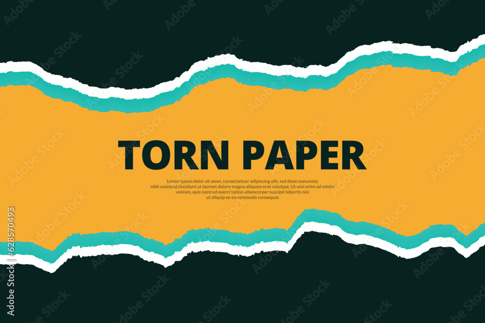 Torn paper three layers yellow color background post, banner, design ...