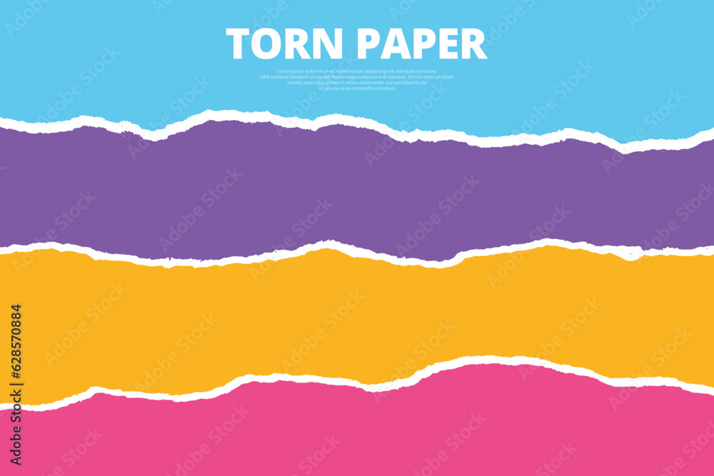 Torn paper colorful background ripped paper post or banner design Stock ...