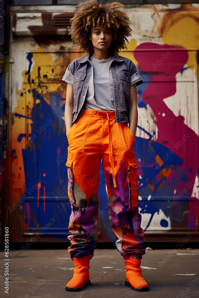 Generative ai young aesthetic fashion model black woman posing glamorous Stock Photo | Adobe Stock