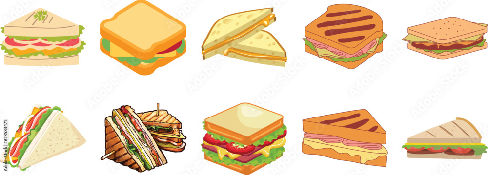 set of vector sandwich icons Stock Vector | Adobe Stock