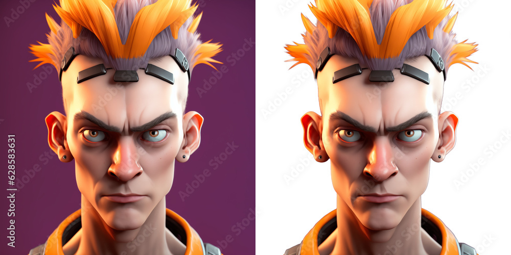 Intense Stare: 3D game character avatar, young man with a serious and ...